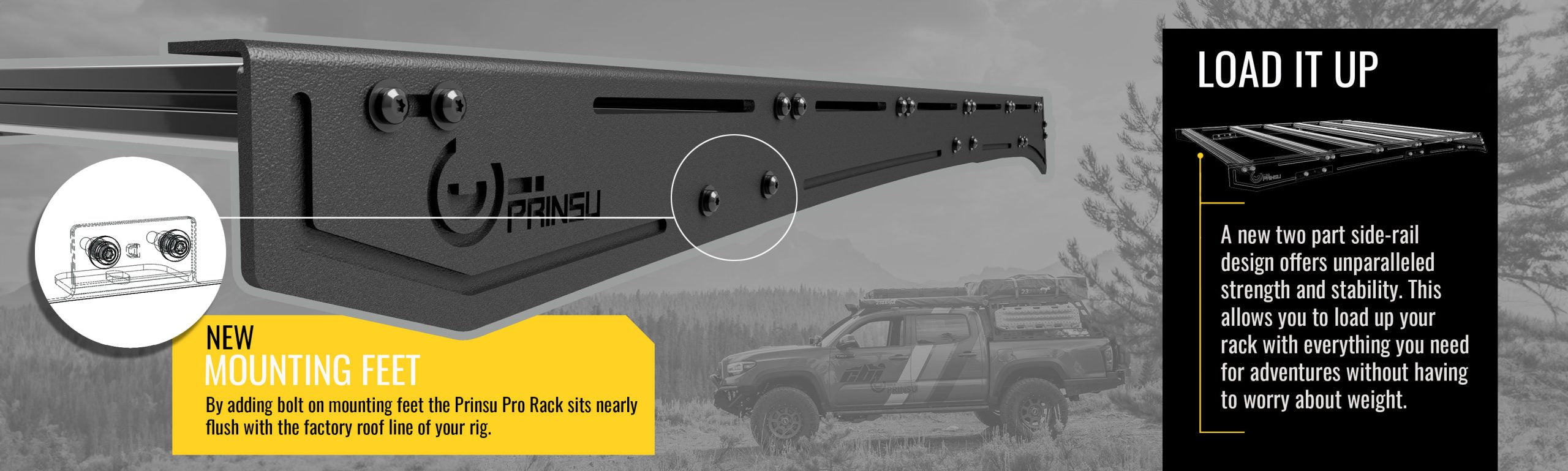 Prinsu PRO Series 1200lbs Roof Rack for 2022-2024 Nissan Frontier - Bl ...