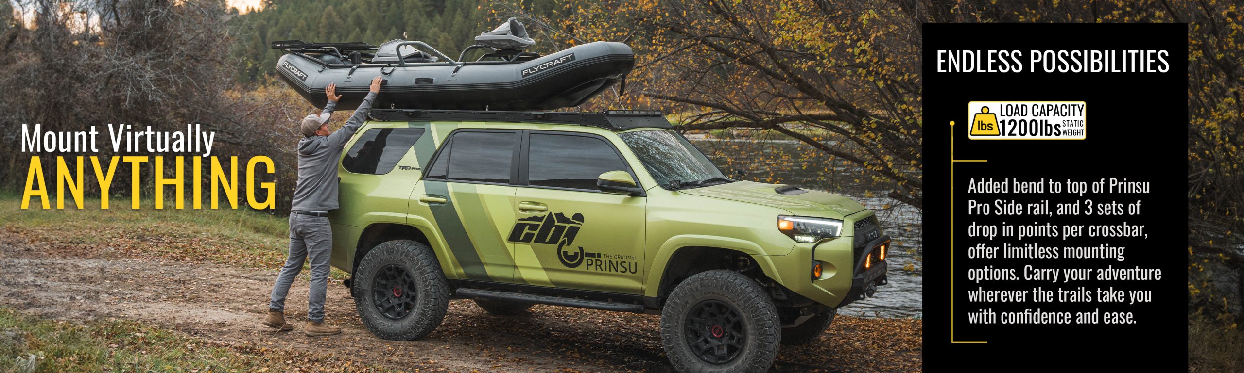 Prinsu PRO Series 1200lbs Roof Rack for 2010-2024 Toyota 4Runner- Blac ...